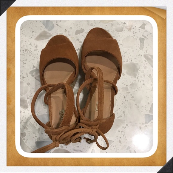 UGG | Shoes | Ugg Reagan Chestnut Suede Wedge Sandals | Poshmark